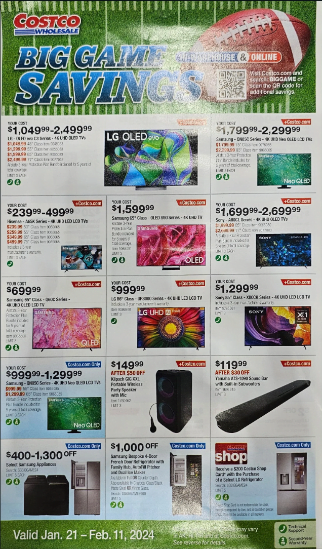 🏈 Big Game Savings 2024 - Costco Deals